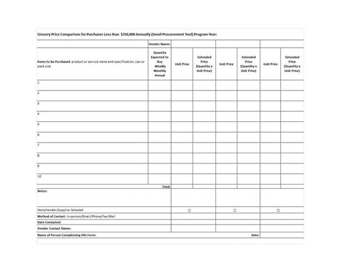 Free Printable Price Comparison Chart Template [save Money]