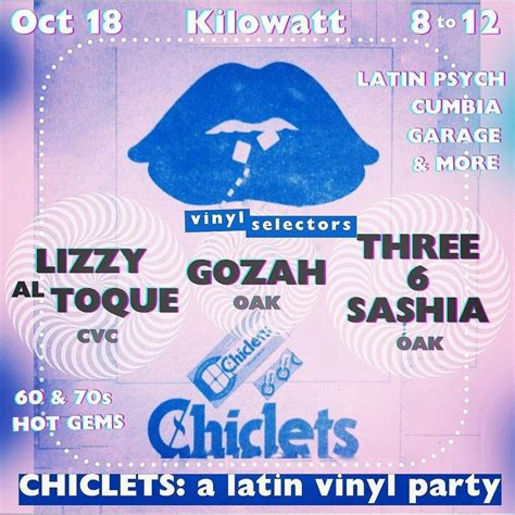 Chiclets A Latin Vinyl Party W Lizzy Al Toque Gozah And Three 6 Sahsa At Kilowatt Bar