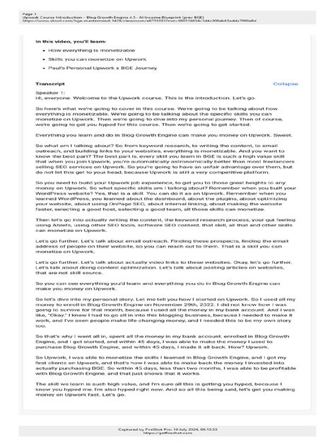 01 Upwork Course Introduction Pdf Word Press Search Engine Optimization