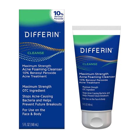 Differin Maximum Strength Acne Face Wash With 10 Benzoyl Peroxide 5 Oz