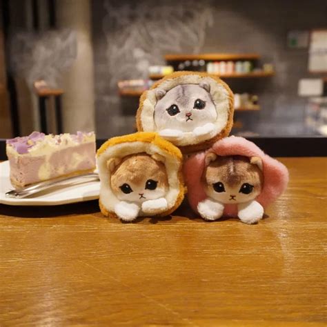 Japanese Plush Toys Novelty Bread Shark Cat Plush Doll With Crossdressing Toast And Flower