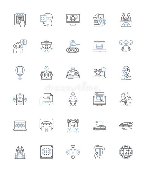 robotics line icons collection automaton cyborg automation android mechatronics nanobot