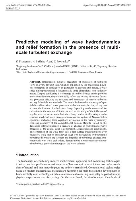 Pdf Predictive Modeling Of Wave Hydrodynamics And Relief Formation In