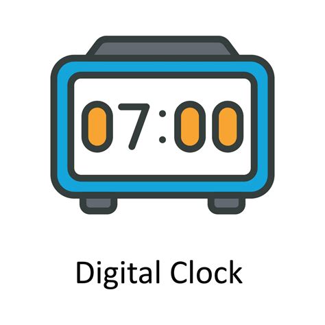 Digital Clock Vector Fill Outline Icon Design Illustration Time