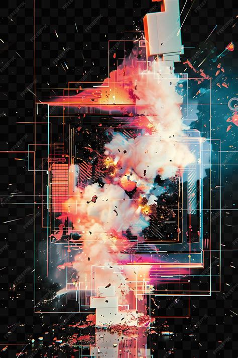 Premium Psd Retro Vhs Glitch With Pixelated Distortion Geometric Shapes Texture Effect Fx Film