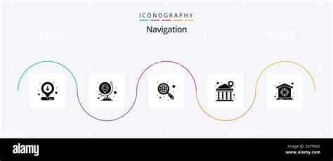 navigation glyph 5 icon pack including property location map finance