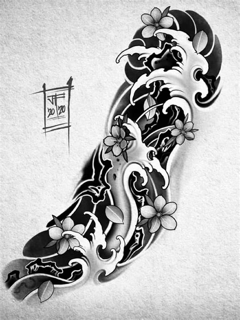 Japanese Tattoo Design With Flowers
