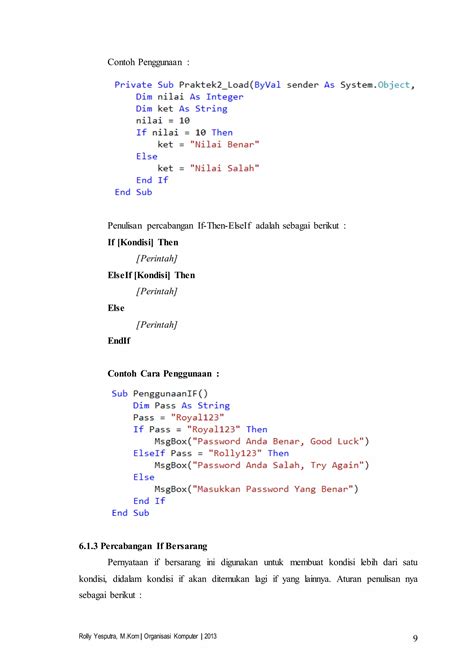 Part 6 Struktur Kontrol Di Visual Basic Net
