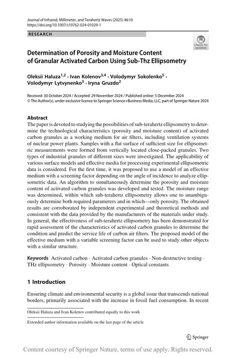 Determination Of Porosity And Moisture Content Of Granular Activated