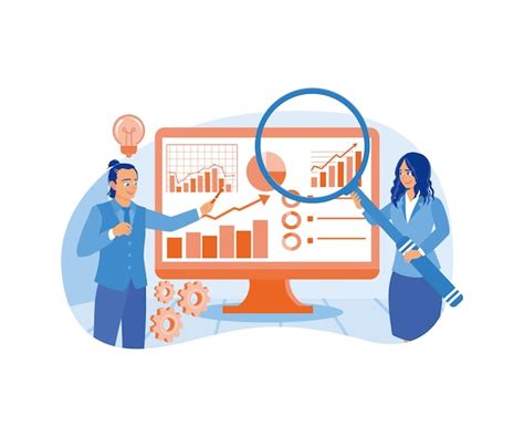 Premium Vector Managers And Coworkers Analyze Infographic Data Create