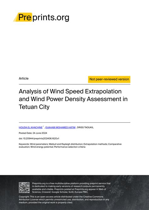 pdf analysis of wind speed extrapolation and wind power density