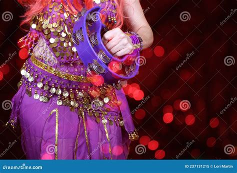 Belly Dancer Wearing Purple Dance Costume Close Up With Bokeh Stock Image Image Of Beautiful