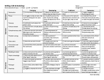 Editing Workshop Rubric For Secondary Babes By Kyle McKillop
