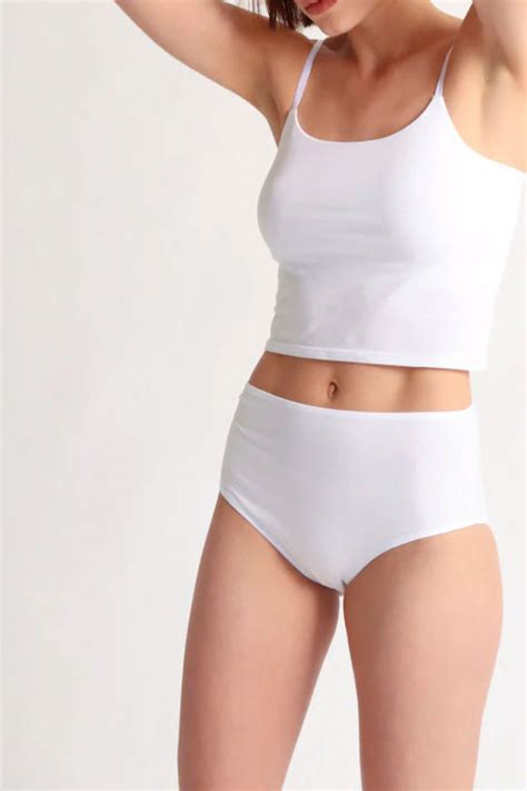 Skin Gemma Full Cut Panty In White M Cotton Camisole Panties