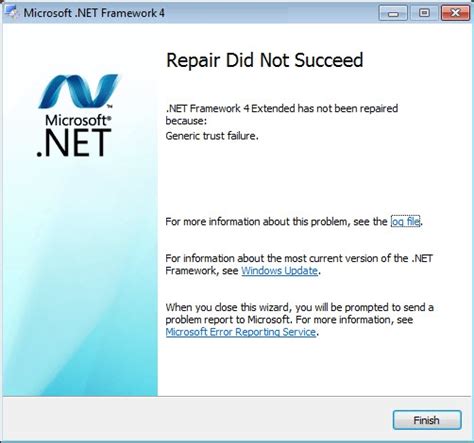 the installation of framework 4 in zwcad failed with an error