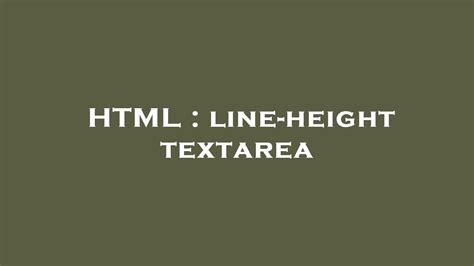 Html Line Height Textarea Youtube
