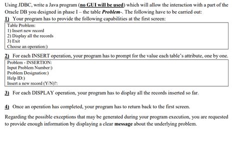 Solved Using Jdbc Write A Java Program No Gui Will Be