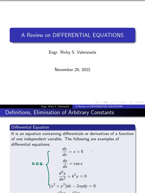 De Review Pdf Ordinary Differential Equation Equations