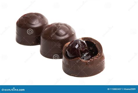 Chocolate Candy With Cherry Isolated Stock Image Image Of Sugar Snack 115882437