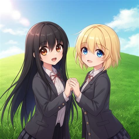 Two Anime Girls Holding Hands Fanart
