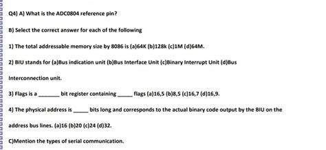 solved q4 a what is the adc0804 reference pin b select
