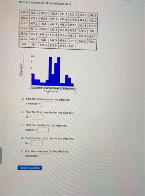 Solved Here Is A Sample Set Of Quantitative Data A Find