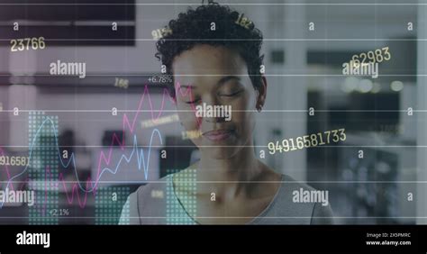 Image Of Statistical Data Processing Over Portrait Of African American
