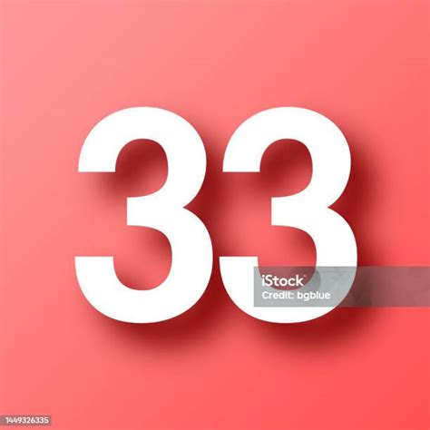 33 Number Thirtythree Icon On Red Background With Shadow Stock Illustration Download Image Now