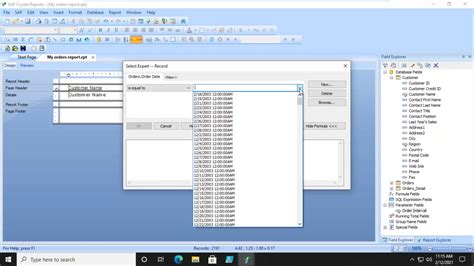using crystal reports 2020 creating a date range parameter youtube