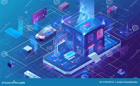 Mobile App Showing Plans For Building IOT Devices Isometric Infographic On Smart Stock