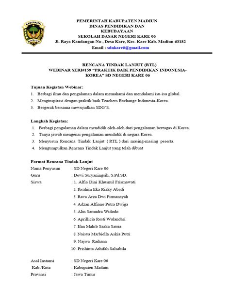 Rtl Webinar Pendidikan Sd Kare Pdf