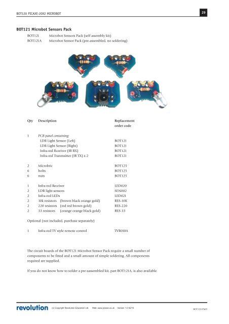 Bot121 Microbot Sensors Pack Picaxe