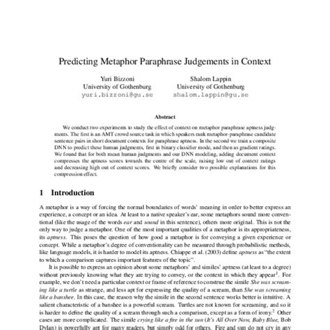 The Effect Of Context On Metaphor Paraphrase Aptness Judgments Acl Anthology
