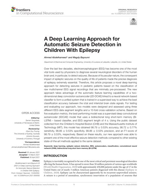 Pdf A Deep Learning Approach For Automatic Seizure Detection In