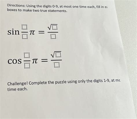 solved directions using the digits 0 9 at most one time each fill