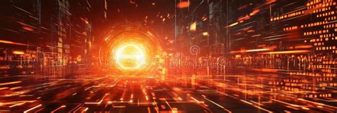 Cybersecurity Shapes Political Landscapes In A Futuristic City Filled With Glowing Binary Codes