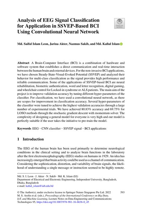 PDF Analysis Of EEG Signal Classification For Application In SSVEP Based BCI Using