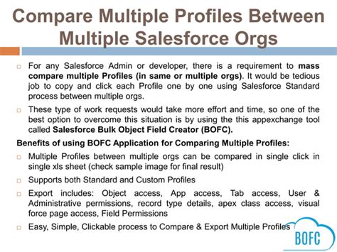 bulk profile operations in salesforce using bofc app ppt