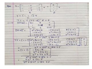 To Find Transfer Function From State Space Representation PPTX
