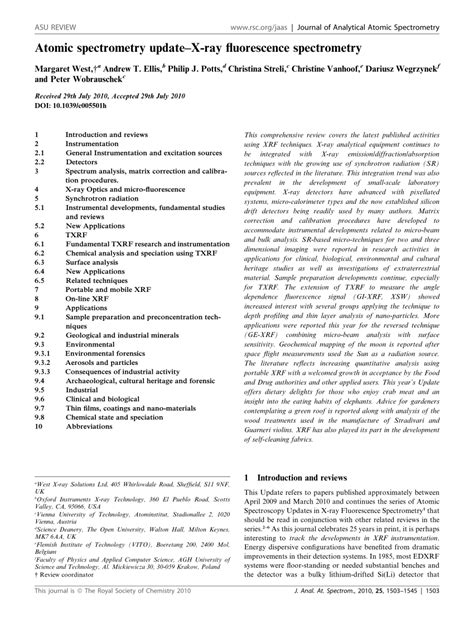Pdf Atomic Spectrometry Update X Ray Fluorescence Spectrometry