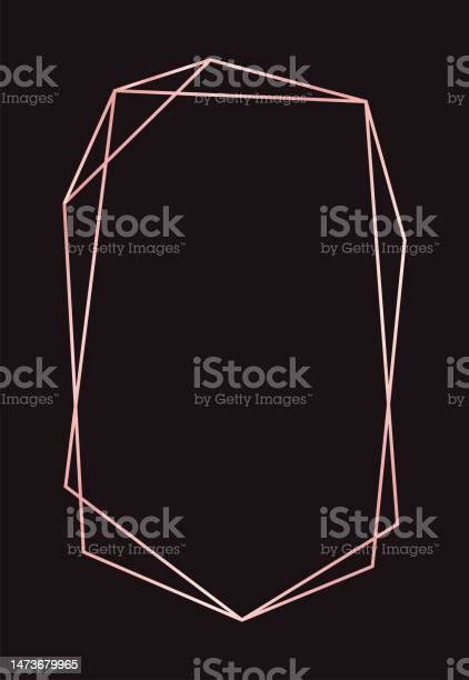 심플한 수직 기하학적 로즈 골드 프레임 테두리 결혼식 또는 생일 초대장 브로셔 포스터 및 명함을 위한 벡터 현대 디자인 템플릿 0명에 대한 스톡 벡터 아트 및 기타 이미지