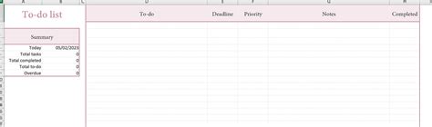 Excel Template To Do List With Prioritisation And Automatic Summary