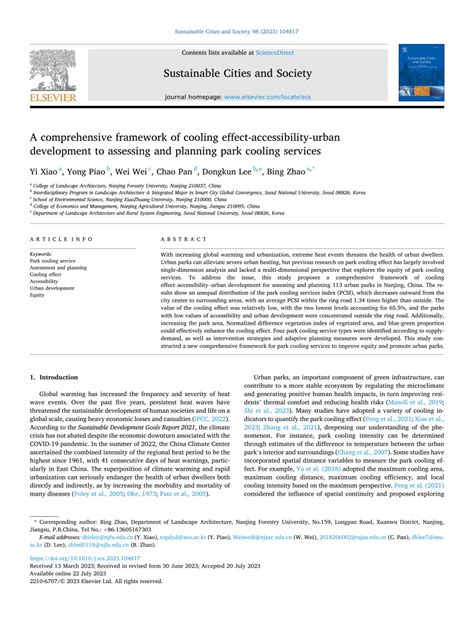 Pdf A Comprehensive Framework Of Cooling Effect Accessibility Urban Development To Assessing