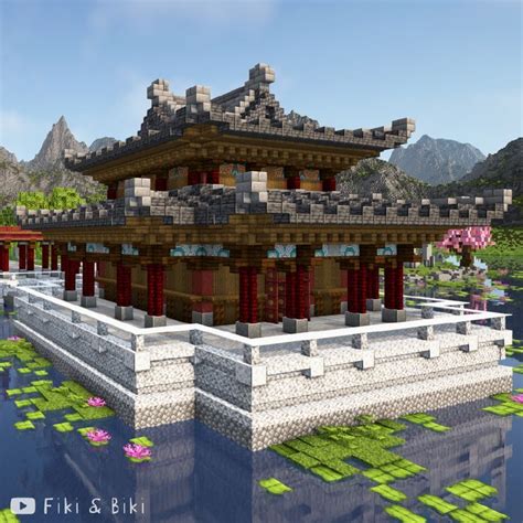 Lotus Palace Minecraft Minecraft Houses Minecraft Japanese House Minecraft Architecture