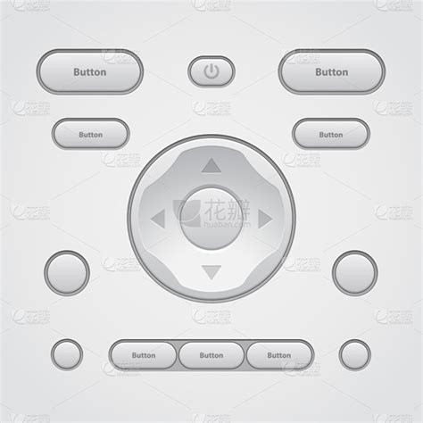 现代光 Ui 控件网页设计软件元素： 按钮、 切换、 音频、 视频、 游戏杆、 选项卡。矢量用户界面