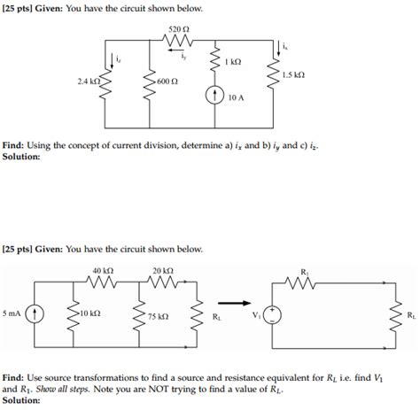 solved given you have the circuit shown below find using