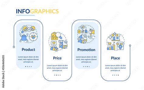 Four P Marketing Mix Blue Rectangle Infographic Template Data Visualization With 4 Steps