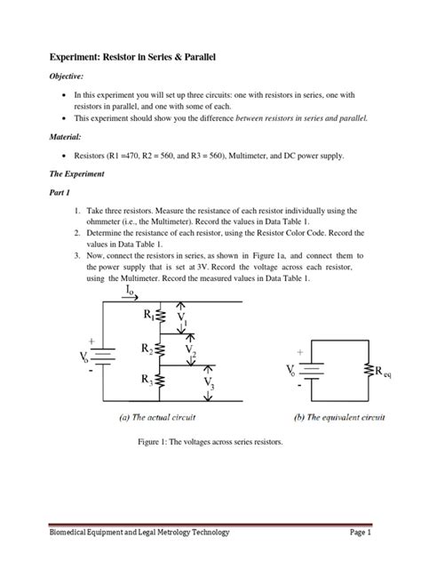 Experiment 1 Resistor In Series Pdf