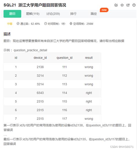 Sql 基础篇 Sql 21 浙江大学用户题目回答情况sql21 浙江大学用户题目回答情况 Csdn博客