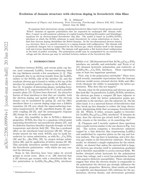Pdf Evolution Of Domain Structure With Electron Doping In Ferroelectric Thin Films